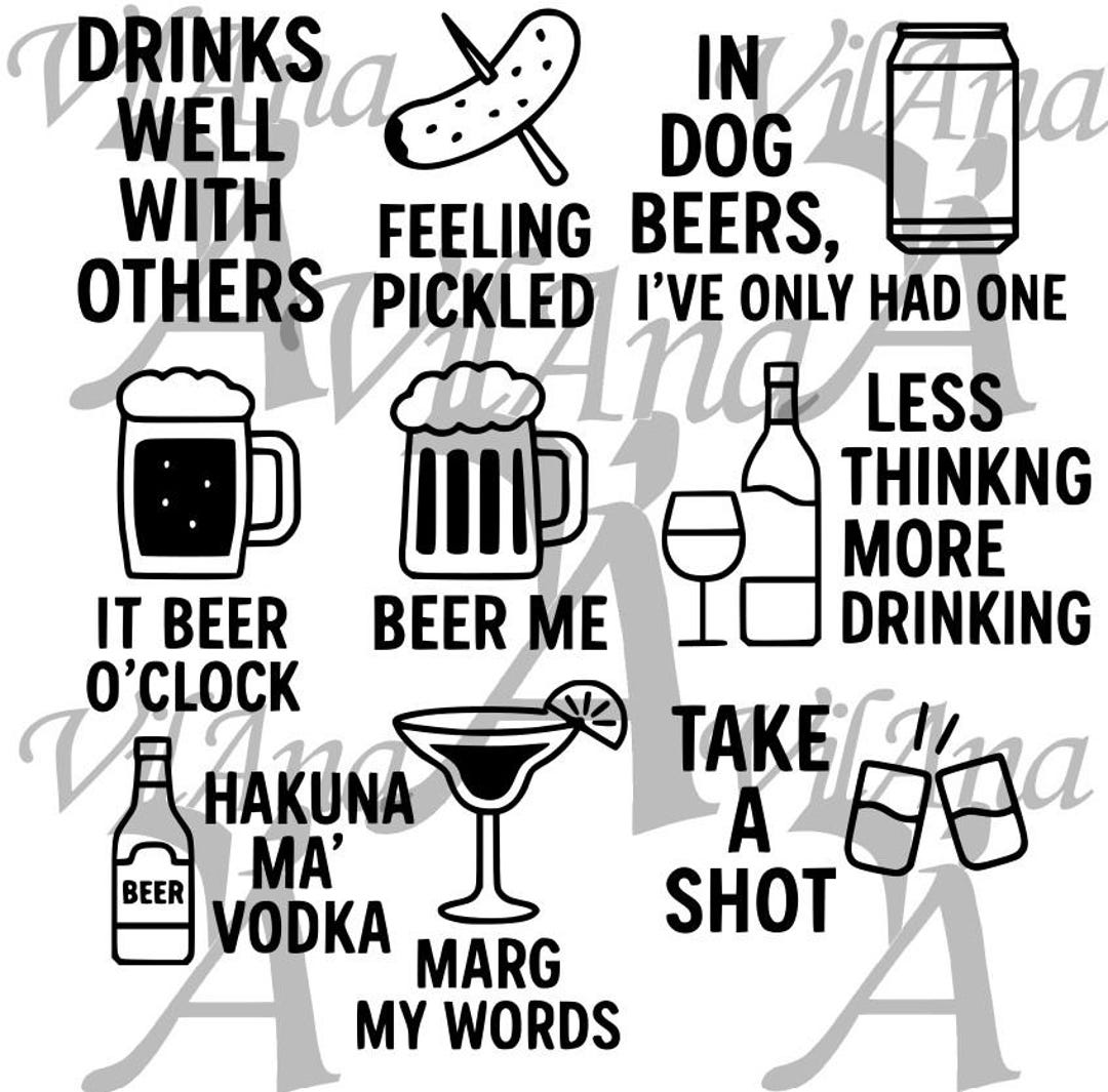 Party Sayings Plotter File Set SVG DXF PDF JPG | 12 Designs | Funny ...