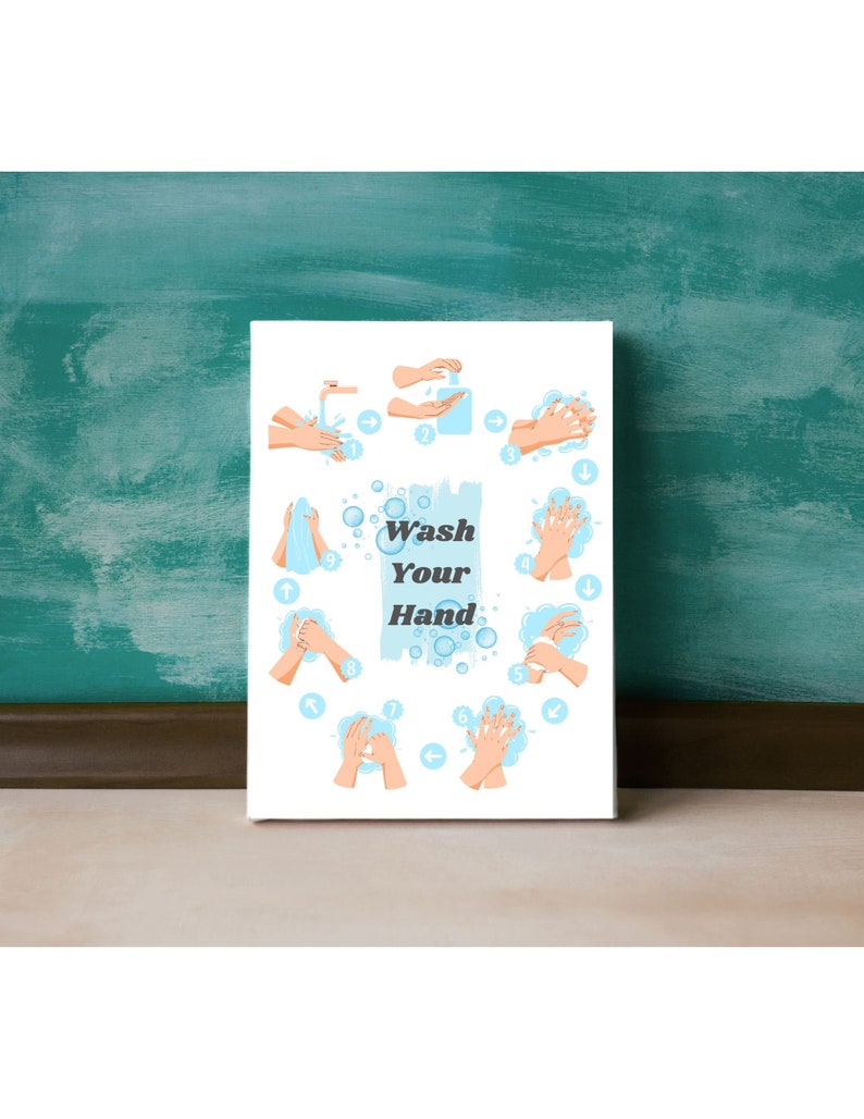 Wash Your Hands Poster, Kids Bathroom Art, Nursery Decor, Printable ...