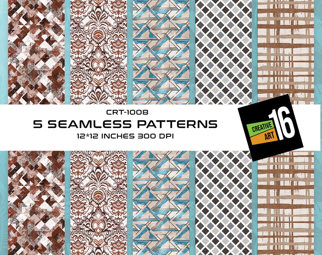 5 Modern Geometric Seamless Patterns Digital Download Printable Textile ...