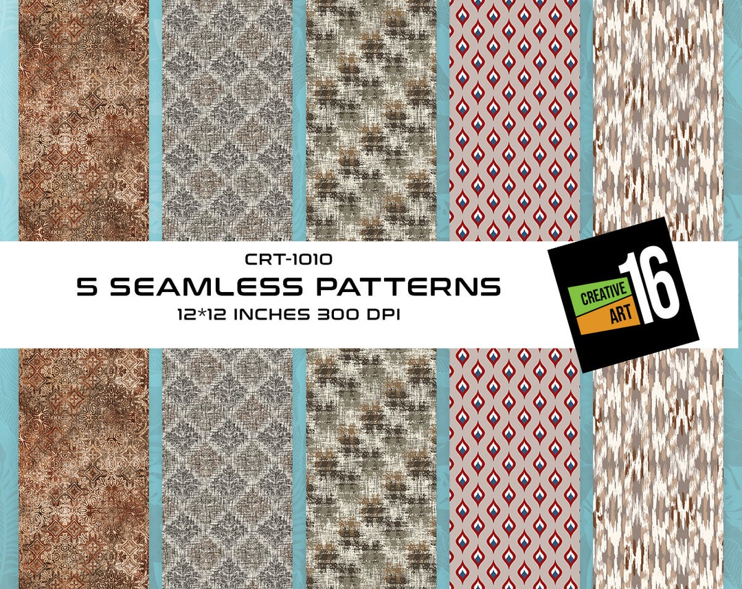 Printable Textile Pattern Pack Set of Five Seamless Designs for Fabric ...