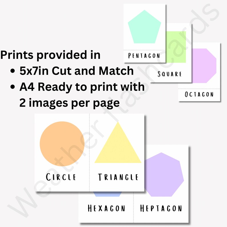 2D and 3D shapes Flashcards bundle digital prints Home School - Etsy México