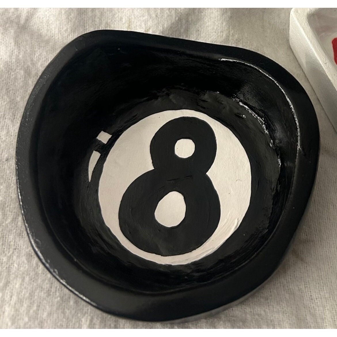 Handmade/ Hand Painted Airdry Clay 8 Ball Jewellery/trinket Dish Ash ...