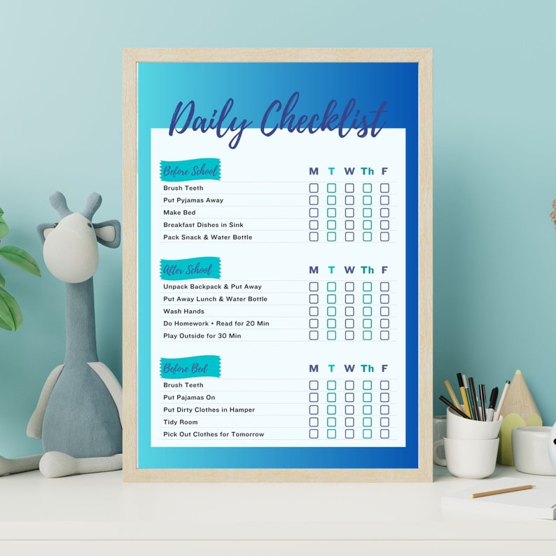 Kids and Teens Daily Checklist - Fun Pink Daily Chores Tracker for ...