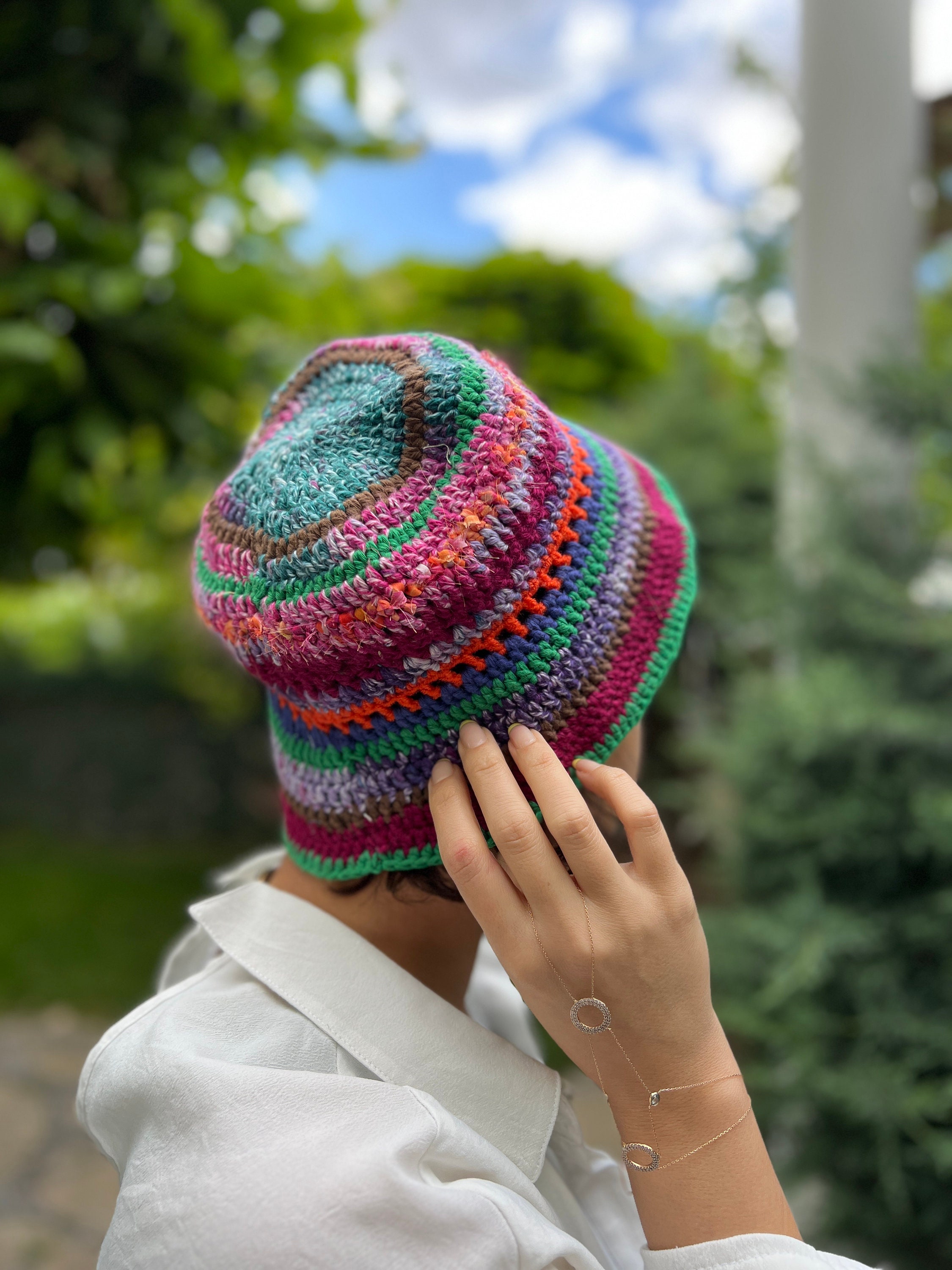 Colorful Knit Bucket Hat Gift - Etsy