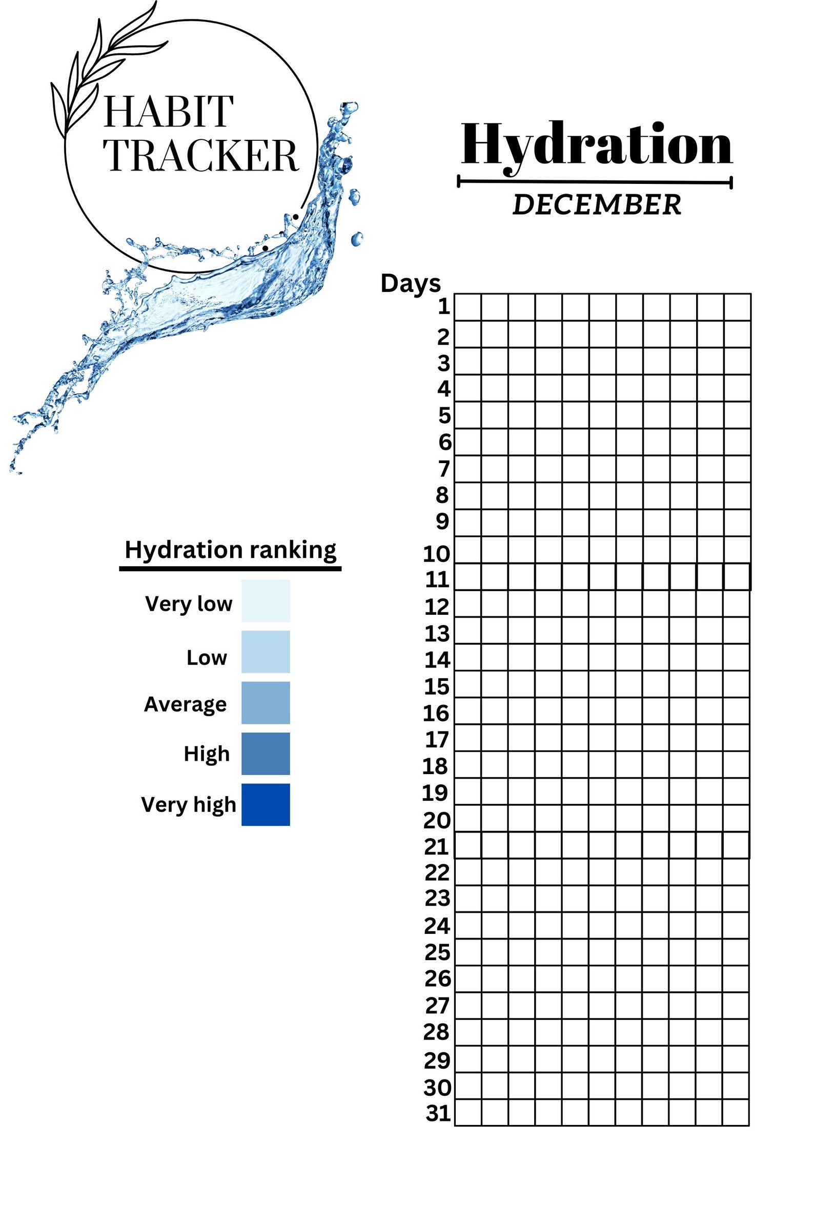 Hydration Habit Tracker - Etsy Australia