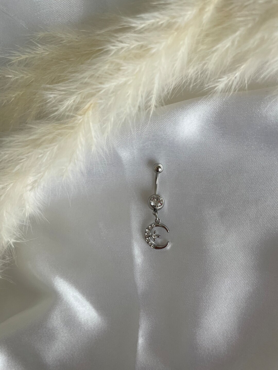 Moon Belly Button Piercing, Belly Button Piercing Ring, Navel Piercing ...