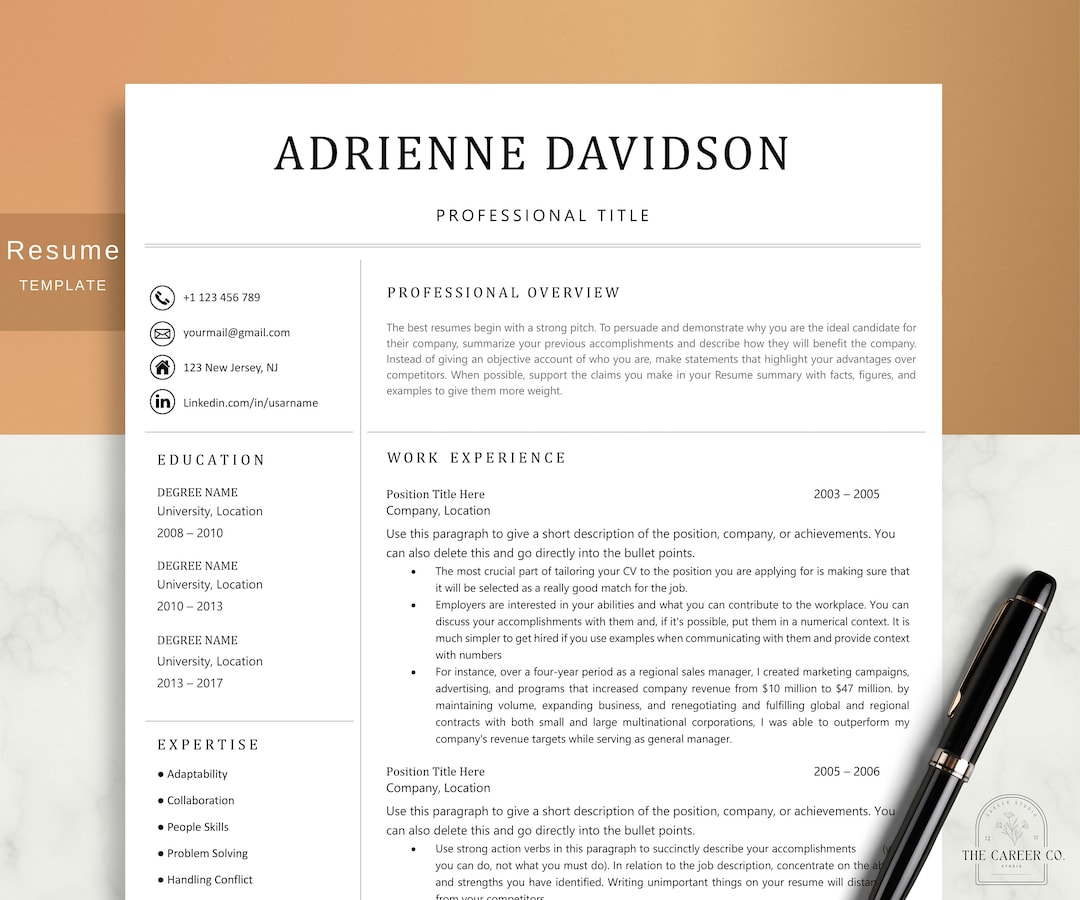 Teacher Resume Template Word, Pages, Teaching Resume, Minimalist ...