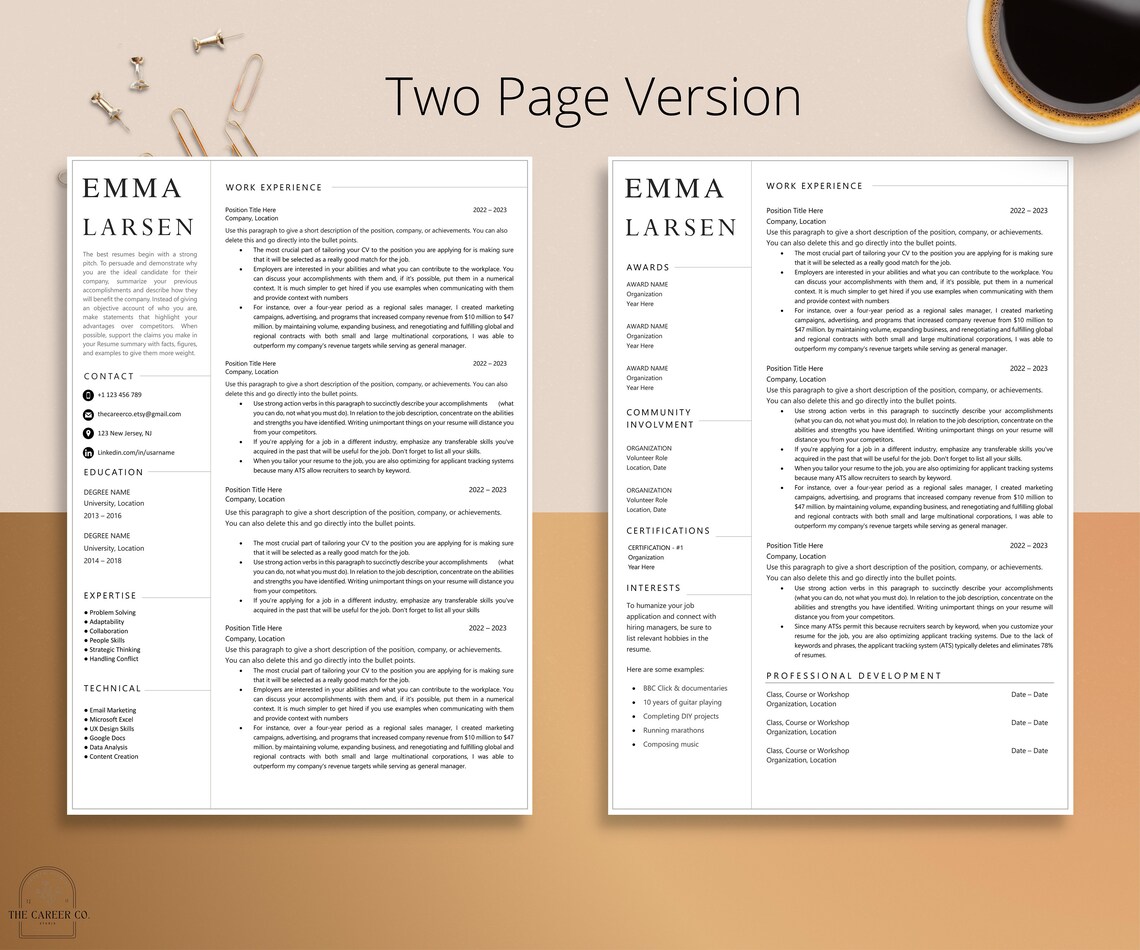 Executive Resume Template Word & Pages, CV Template Professional Resume ...