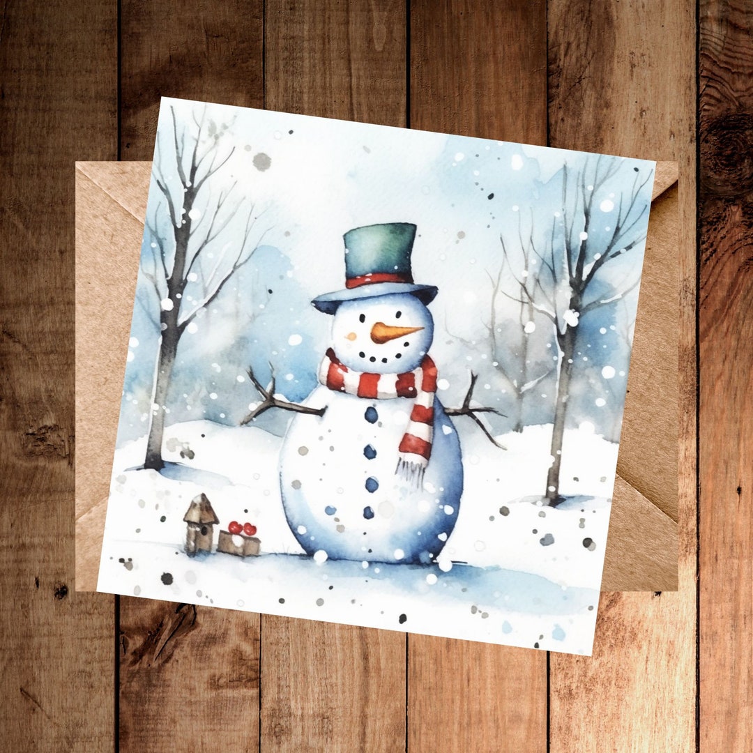 Printable Christmas Card Snowman 01 DIGITAL DOWNLOAD - Etsy