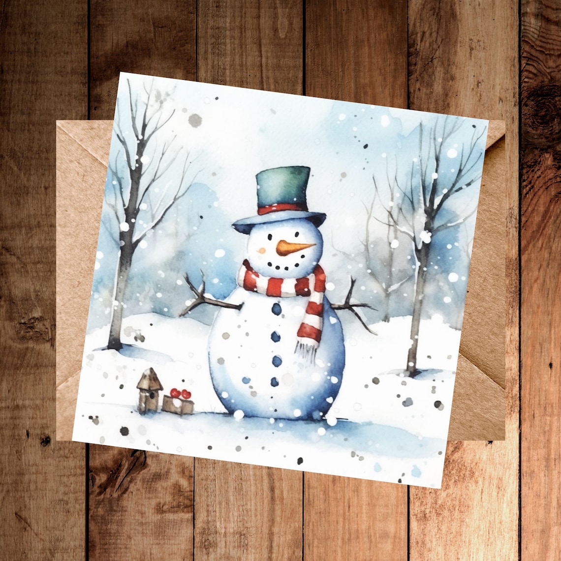 Printable Christmas Card Snowman 01 DIGITAL DOWNLOAD - Etsy