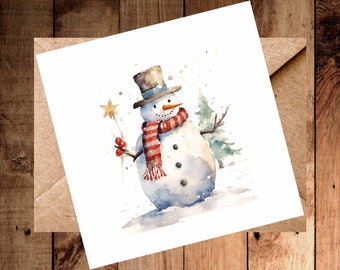 Printable Christmas Card Snowman 05 DIGITAL DOWNLOAD - Etsy