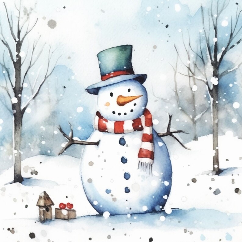 Printable Christmas Card Snowman 01 DIGITAL DOWNLOAD - Etsy