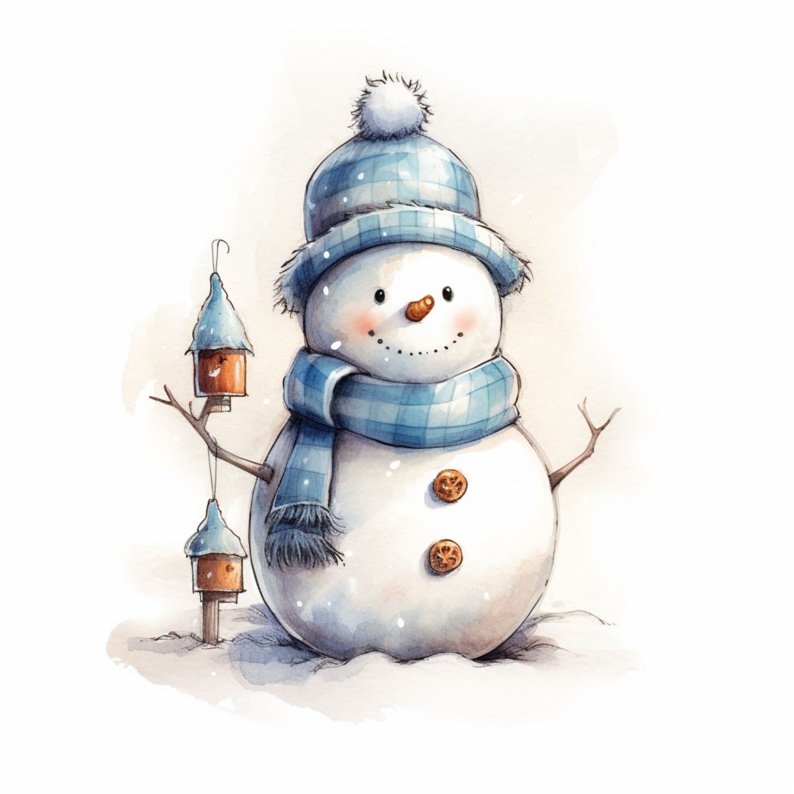 Printable Christmas Card Snowman 05 DIGITAL DOWNLOAD - Etsy