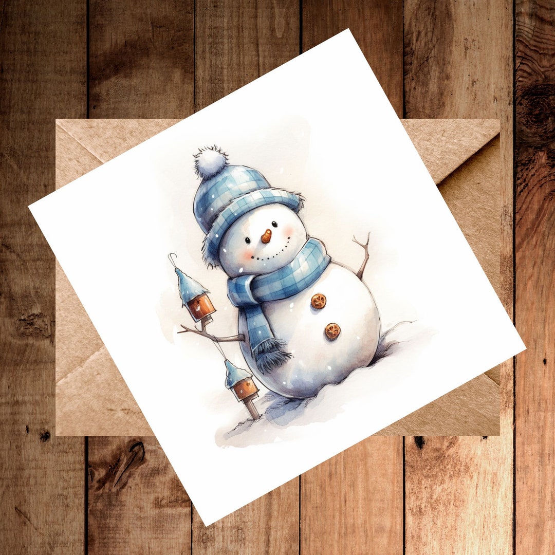 Printable Christmas Card Snowman 05 DIGITAL DOWNLOAD - Etsy