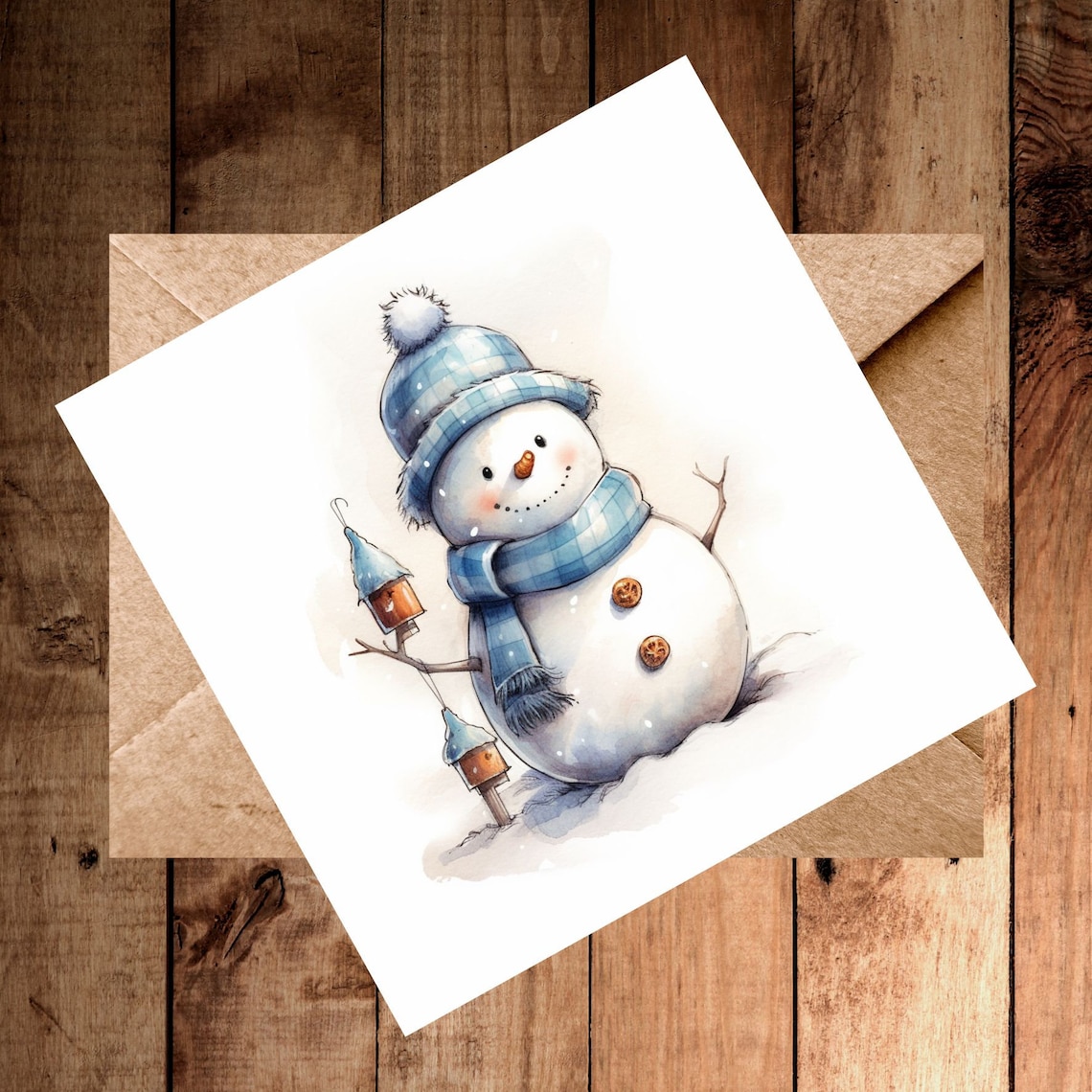 Printable Christmas Card Snowman 05 DIGITAL DOWNLOAD - Etsy