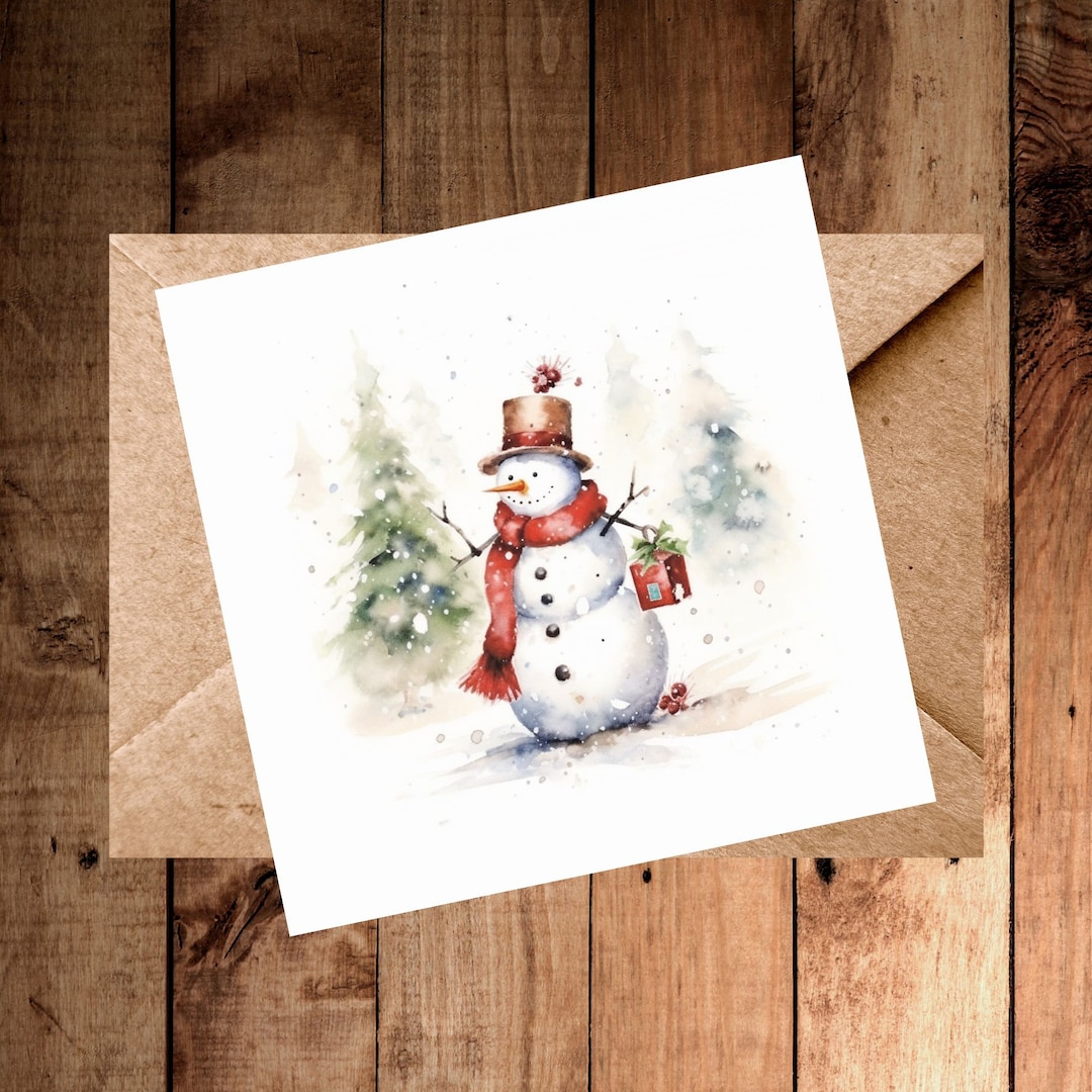 Printable Christmas Card Snowman 02 DIGITAL DOWNLOAD - Etsy