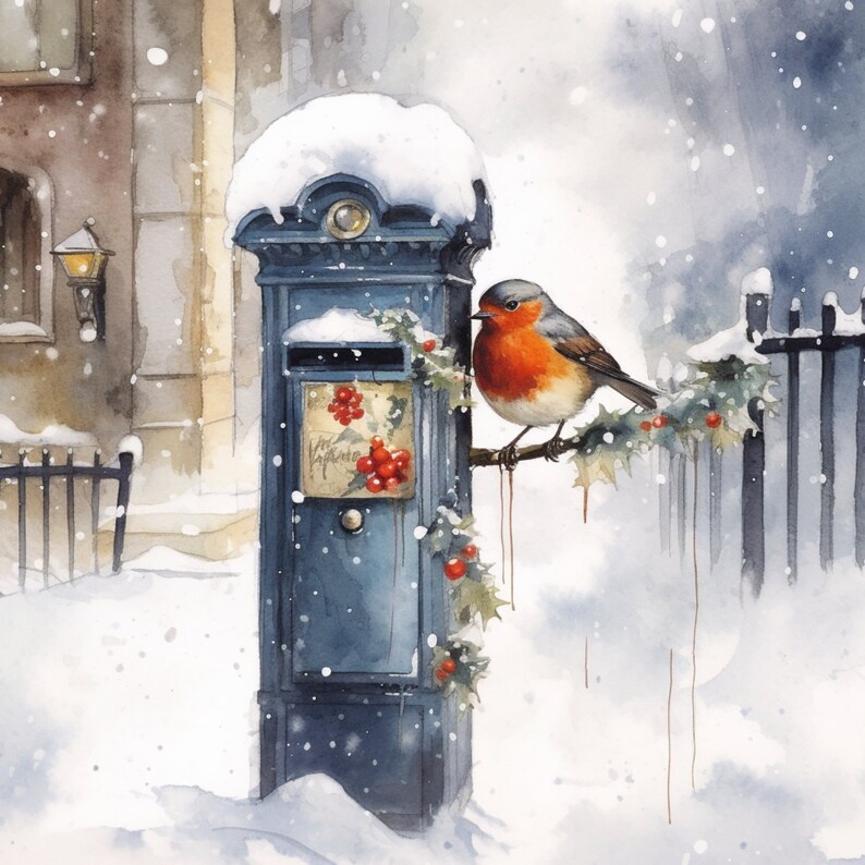 Printable Christmas Card Robin in the Snow 01 DIGITAL DOWNLOAD - Etsy ...
