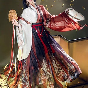 Red Traditional Hanfu Dress by Yandan Hanfu Chinese Costume - Etsy