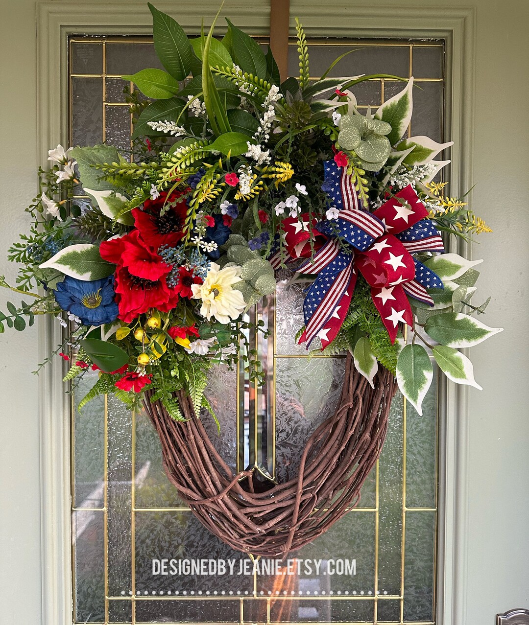 Patriotic Holiday Wreath for Front Door, Independence Day Wreath, 4th ...