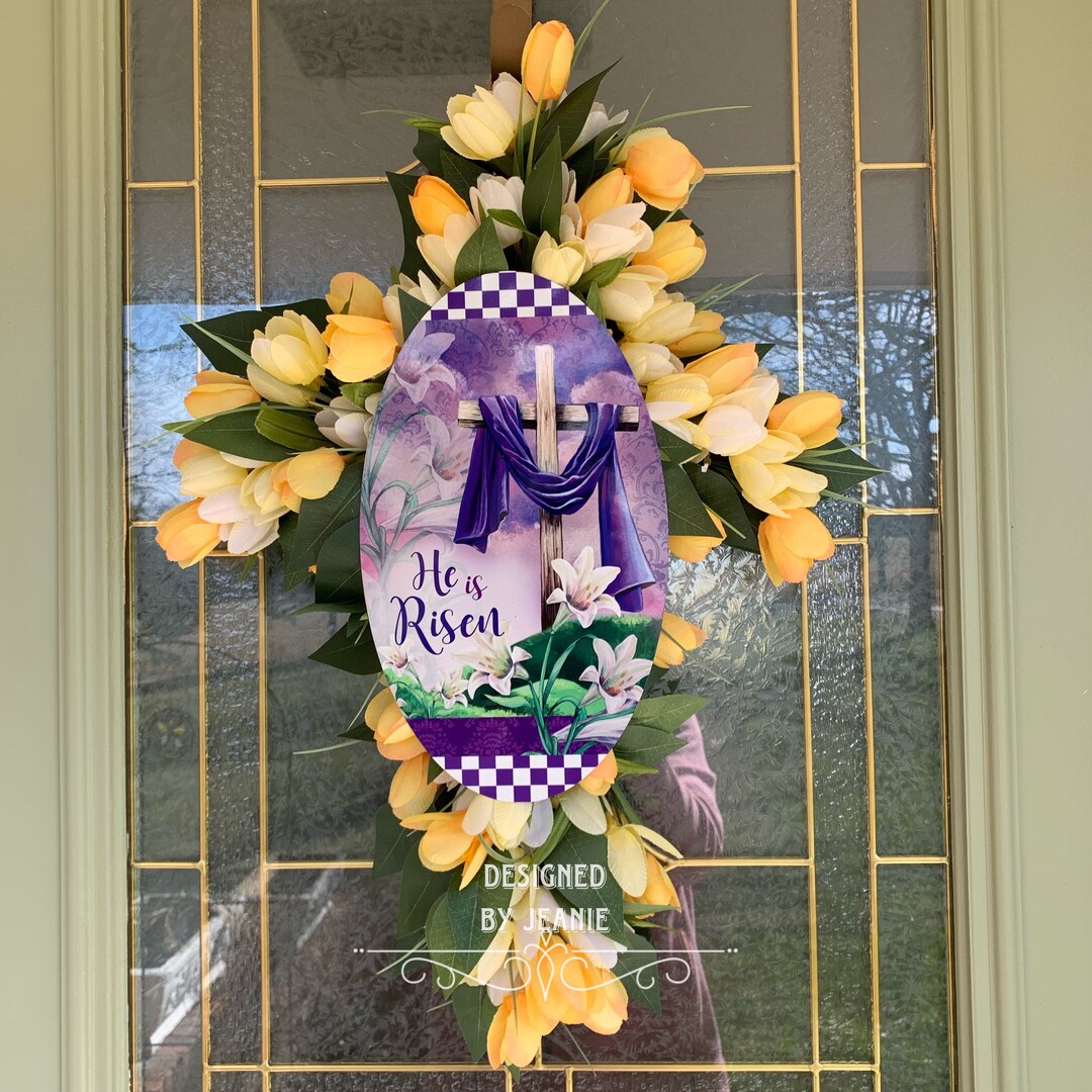 Easter Cross, Tulip Cross, Easter Door Decor, Cemetery Flowers ...
