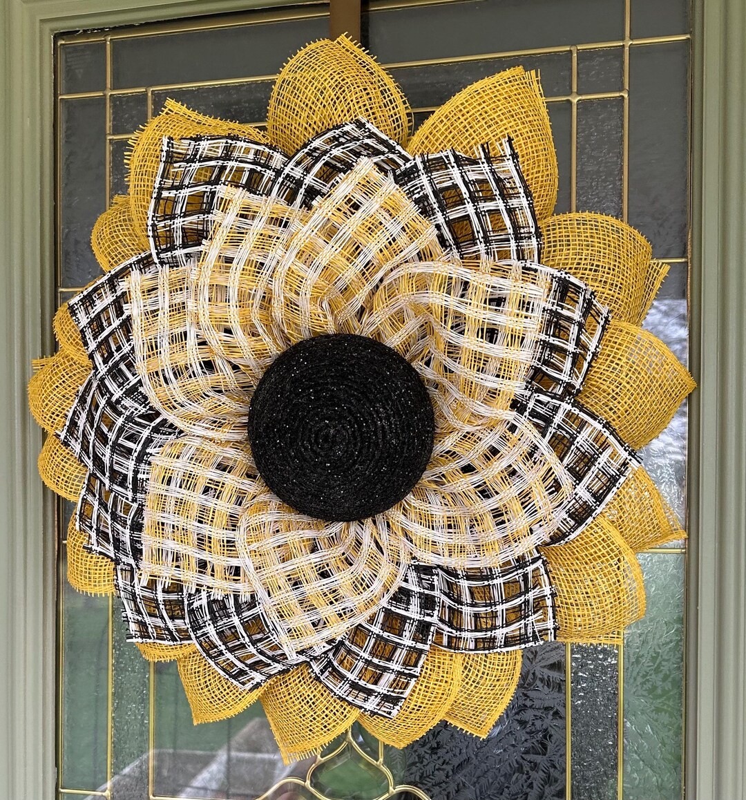 Sunflower Wreath, Flower Petal Wreath, Poly Burlap Sunflower Wreath ...