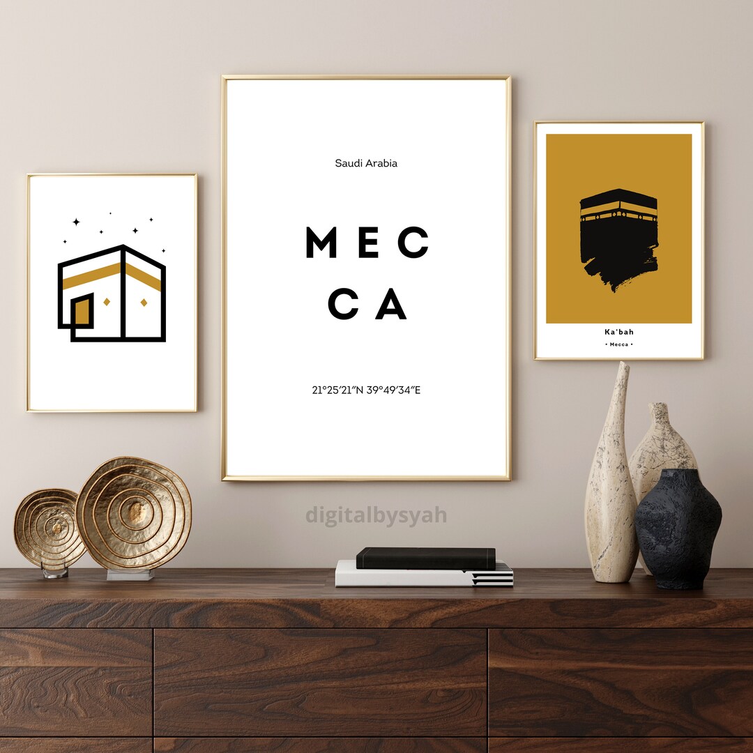 Set 3 of Mecca Wall Art, Kaba Poster Digital Download, Islamic Home ...