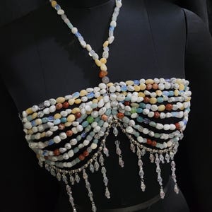 Natural Gemstone Beaded Bra, Beaded Bralette Body Chain, Mermaid Core ...