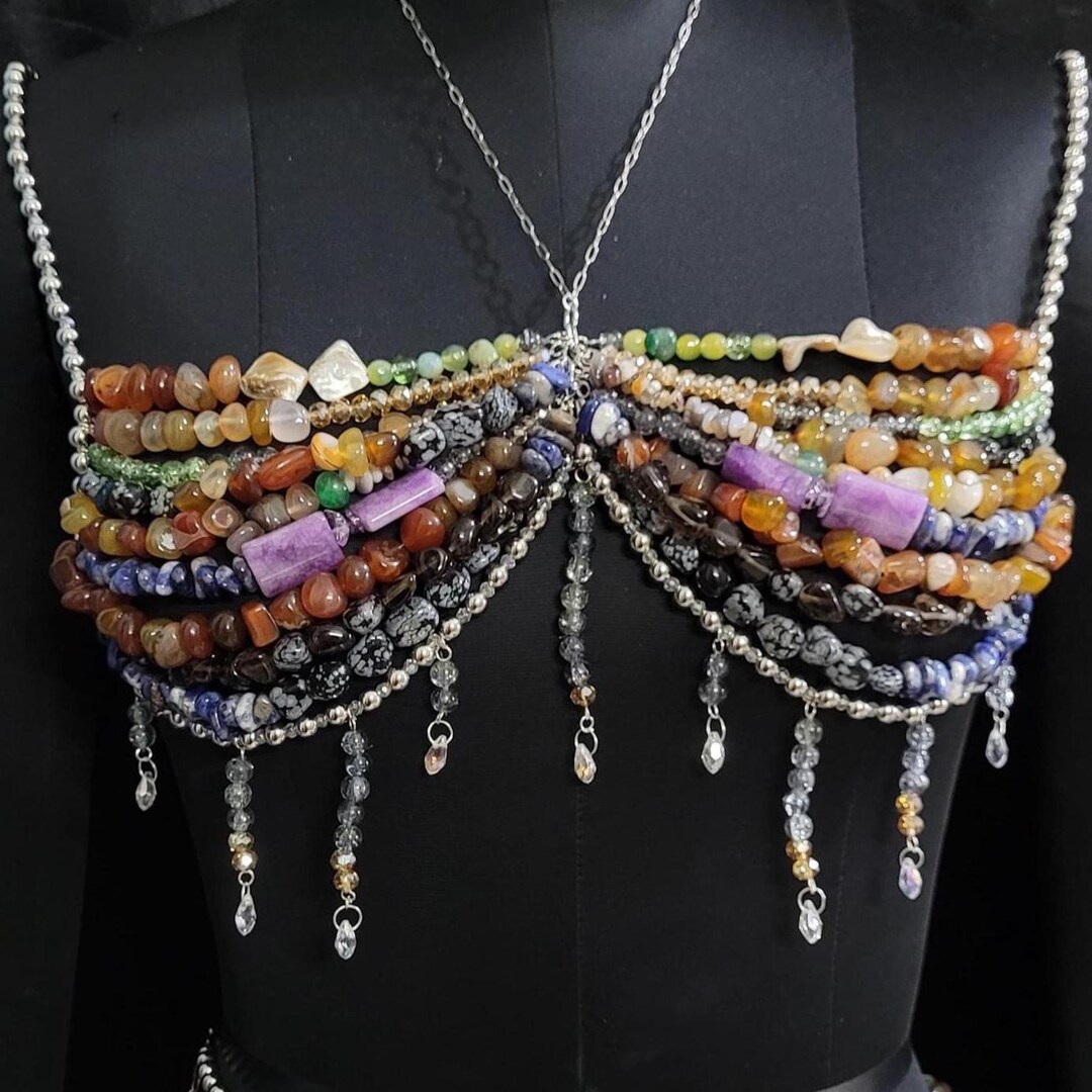 Mermaid Bra Top, Beaded Bralette for Women, Festival Top, Gemstone ...