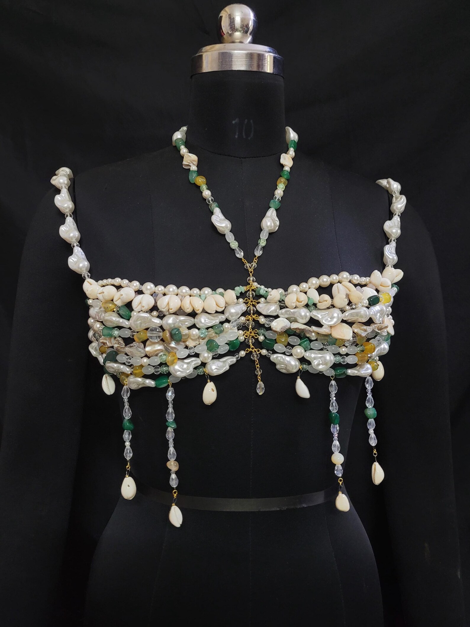 Pearl Shell Beaded Bralette Top | Handmade Festival Bra | Cowrie Shell ...