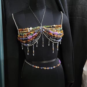 Mix Gemstone Beaded Bra & Waist Chain, Beaded Bralette Body Chain ...