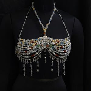 Natural Gemstone Beaded Bra, Beaded Bralette Body Chain, Mermaid Core ...