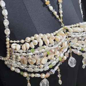 Color Gemstone Bead Bra Pearl, Beaded Bralette Body Chain, Mermaid Core ...