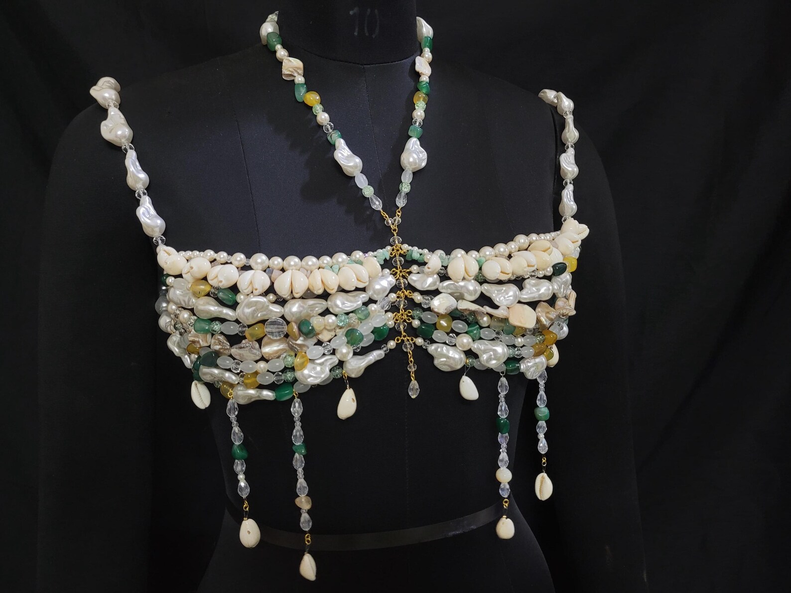 Pearl Shell Beaded Bralette Top | Handmade Festival Bra | Cowrie Shell ...