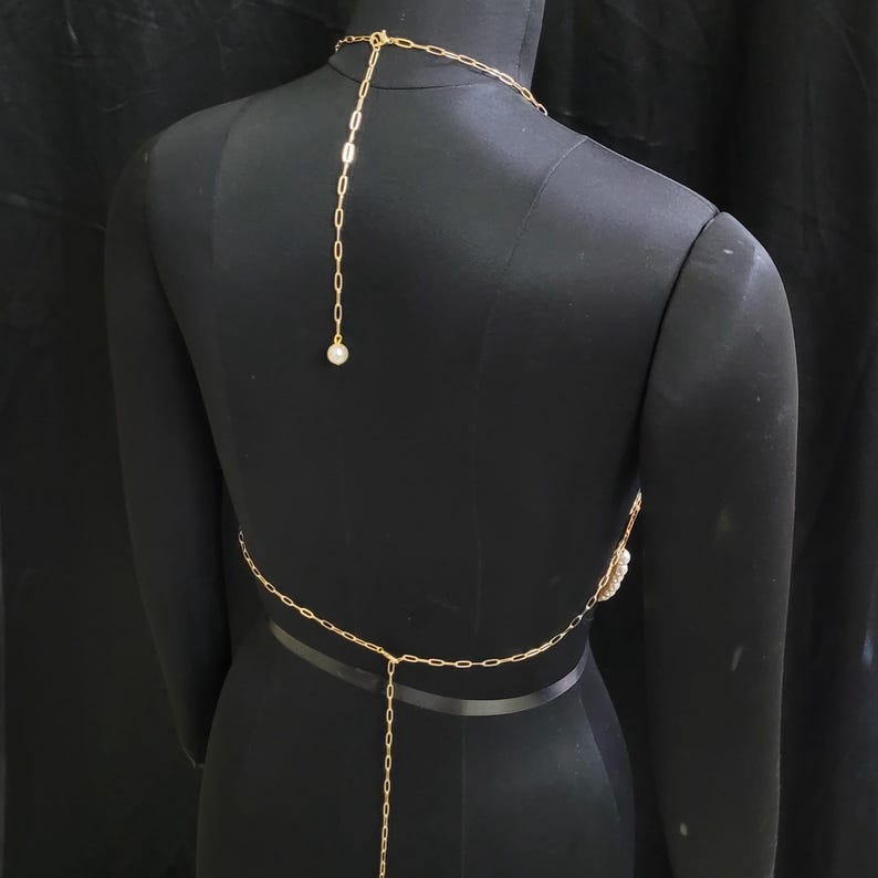 Handmade Pearl Body Chain & Skirt, Beaded Bra Hip Chain Skirt, Pearl ...