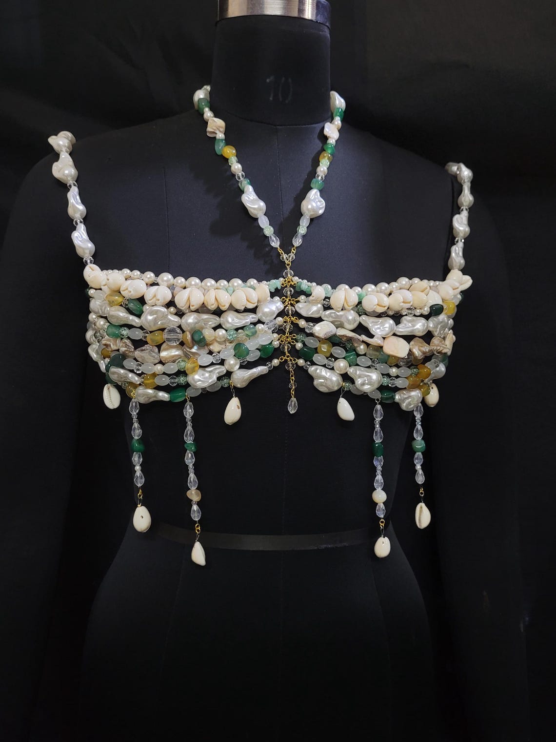 Pearl Shell Beaded Bralette Top | Handmade Festival Bra | Cowrie Shell ...