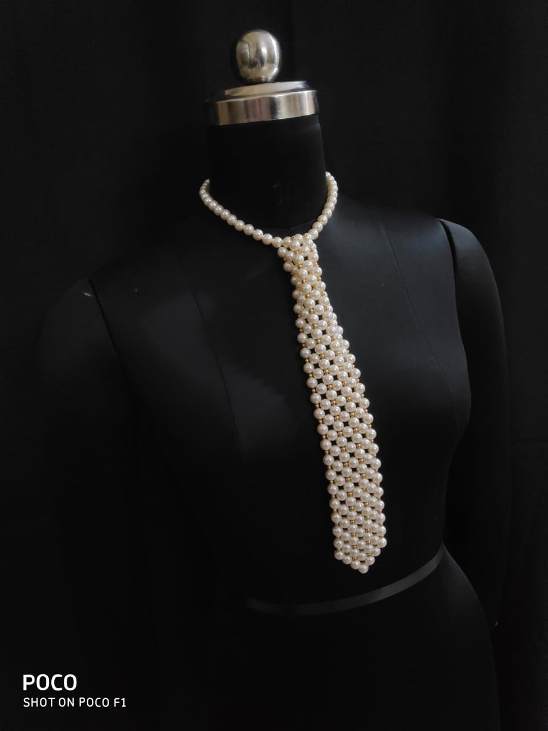 Handmade Ivory/beige Pearl Tie, Pearl Party Tie Necklace, Vintage Faux ...