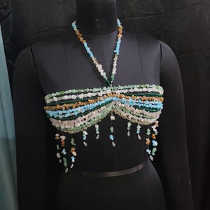 Mix Gemstone Bead Bra Pearl, Beaded Bralette Body Chain, Mermaid Core ...