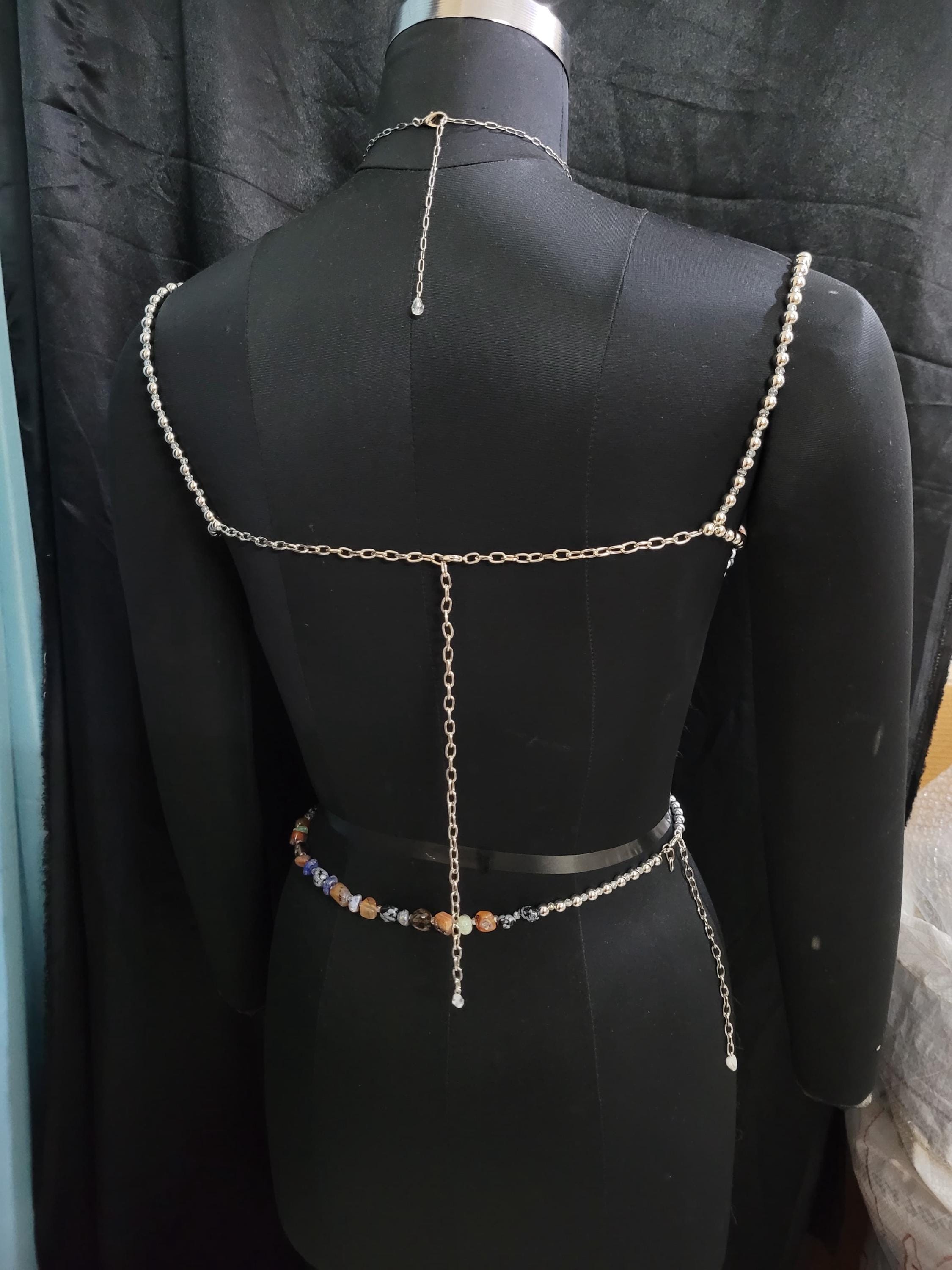 Mix Gemstone Beaded Bra & Waist Chain, Beaded Bralette Body Chain ...
