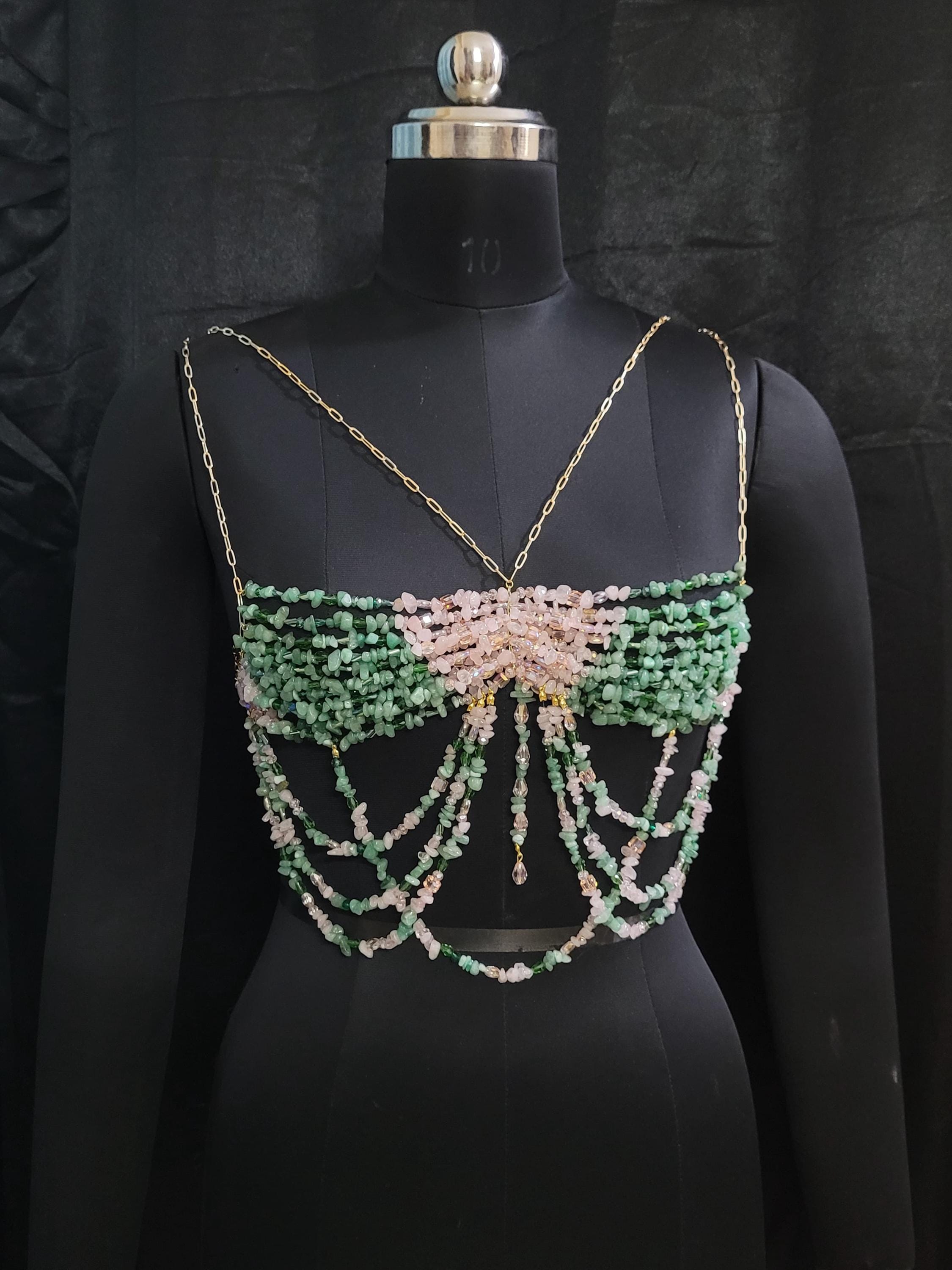 Wicked Inspired Gemstone Bra, Beaded Bralette Body Chain, Mermaid Core ...