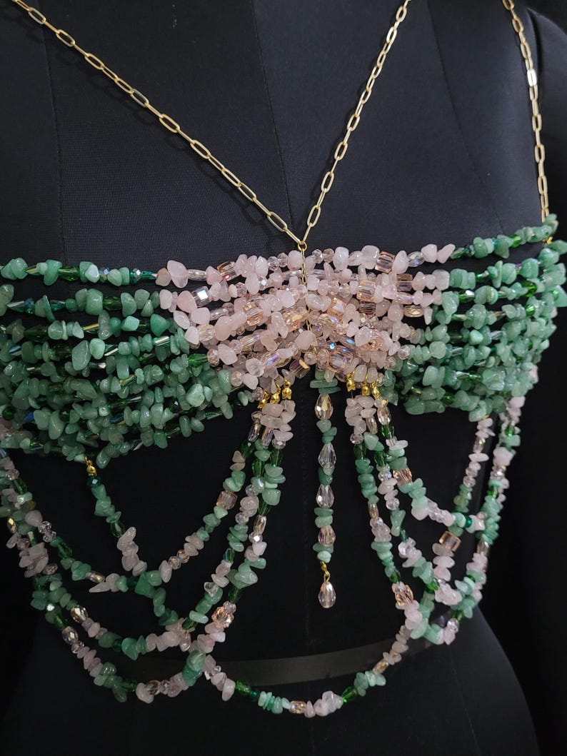 Wicked Inspired Gemstone Bra, Beaded Bralette Body Chain, Mermaid Core ...