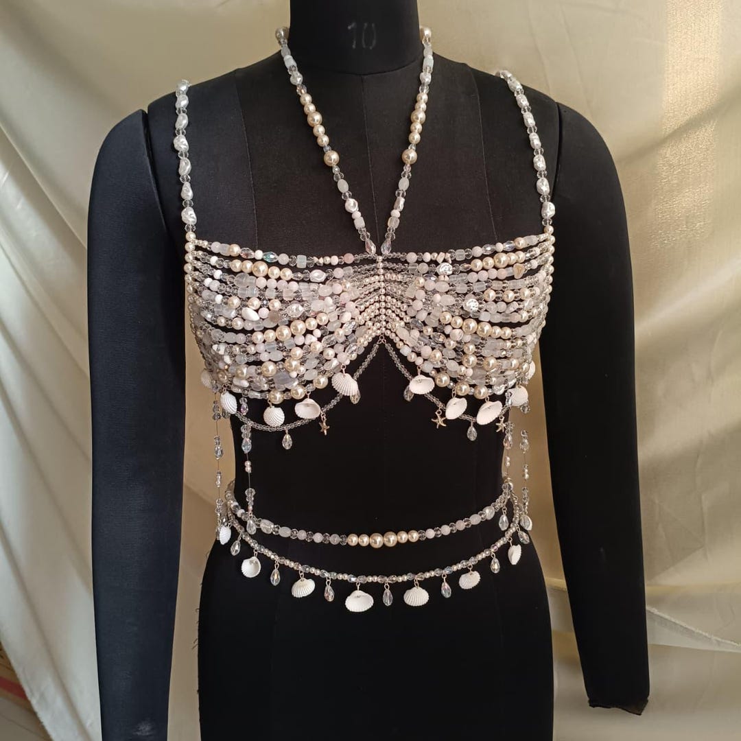 Luxury Crystal Bralette Top for Coachella & Burning Man, Statement ...