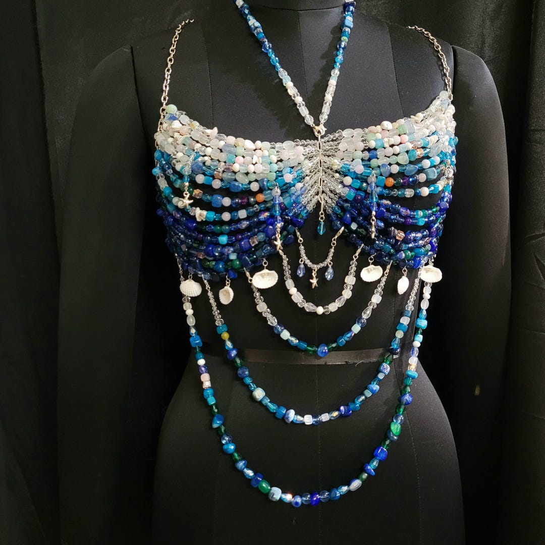 Luxury Gemstone Beaded Bralette Handmade Crystal & Semi-precious ...