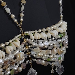 Color Gemstone Bead Bra Pearl, Beaded Bralette Body Chain, Mermaid Core ...