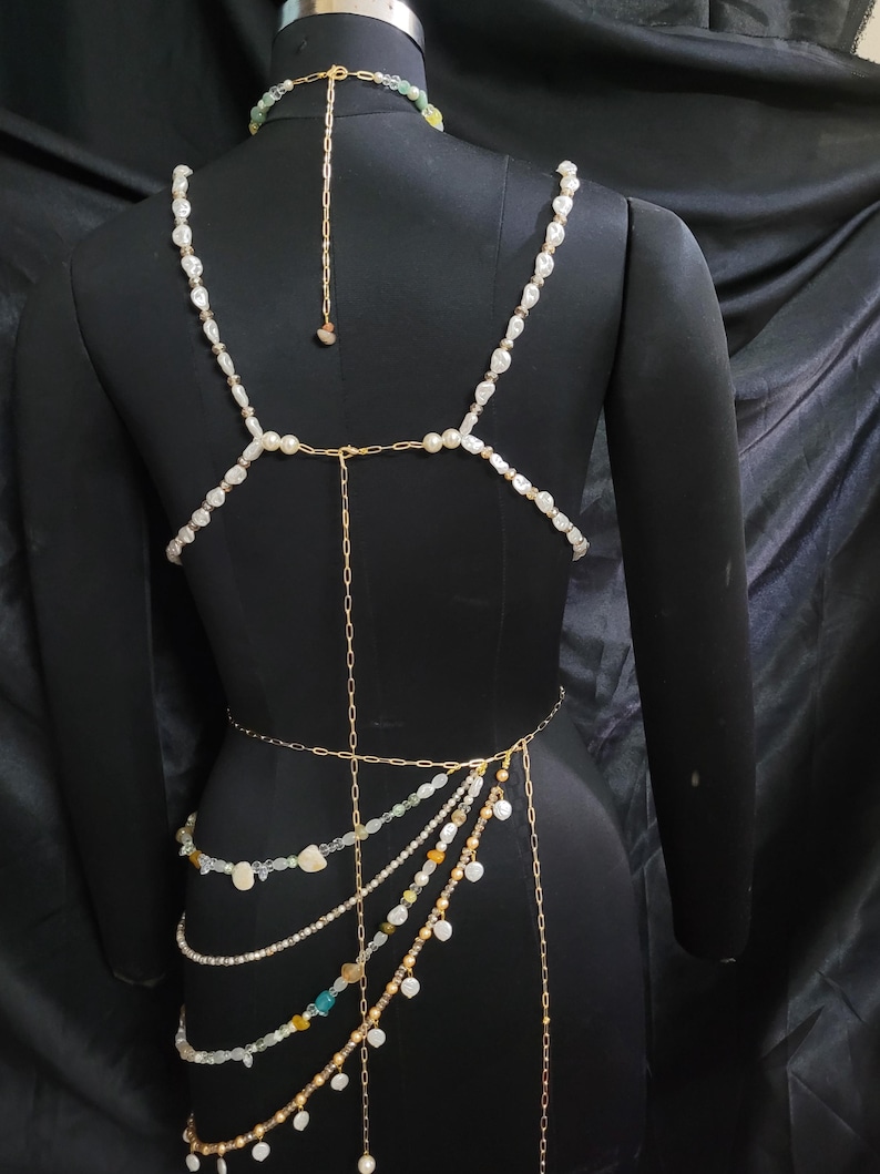 Shell Beaded Bralette and Hip Chain, Holiday Birthday Gift for Her ...