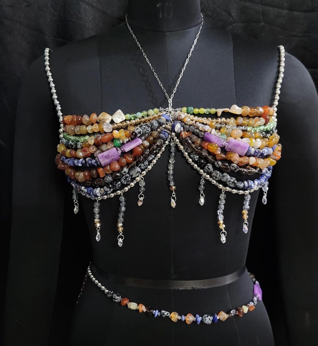 Mermaid Bra Top, Beaded Bralette for Women, Festival Top, Gemstone ...