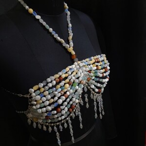 Natural Gemstone Beaded Bra, Beaded Bralette Body Chain, Mermaid Core ...