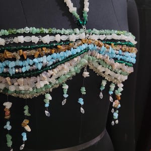 Mix Gemstone Bead Bra Pearl, Beaded Bralette Body Chain, Mermaid Core ...