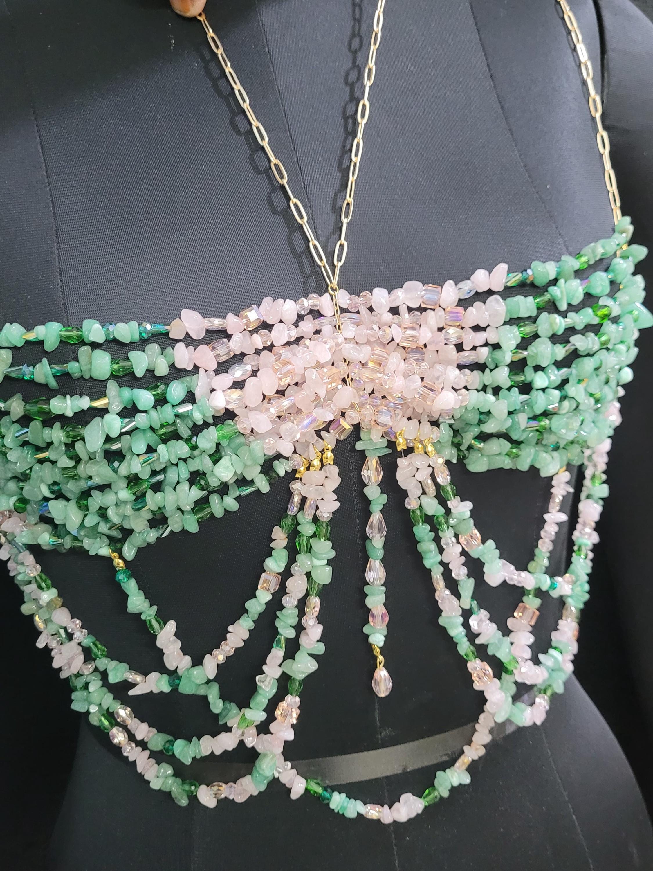 Wicked Inspired Gemstone Bra, Beaded Bralette Body Chain, Mermaid Core ...