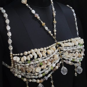 Color Gemstone Bead Bra Pearl, Beaded Bralette Body Chain, Mermaid Core ...