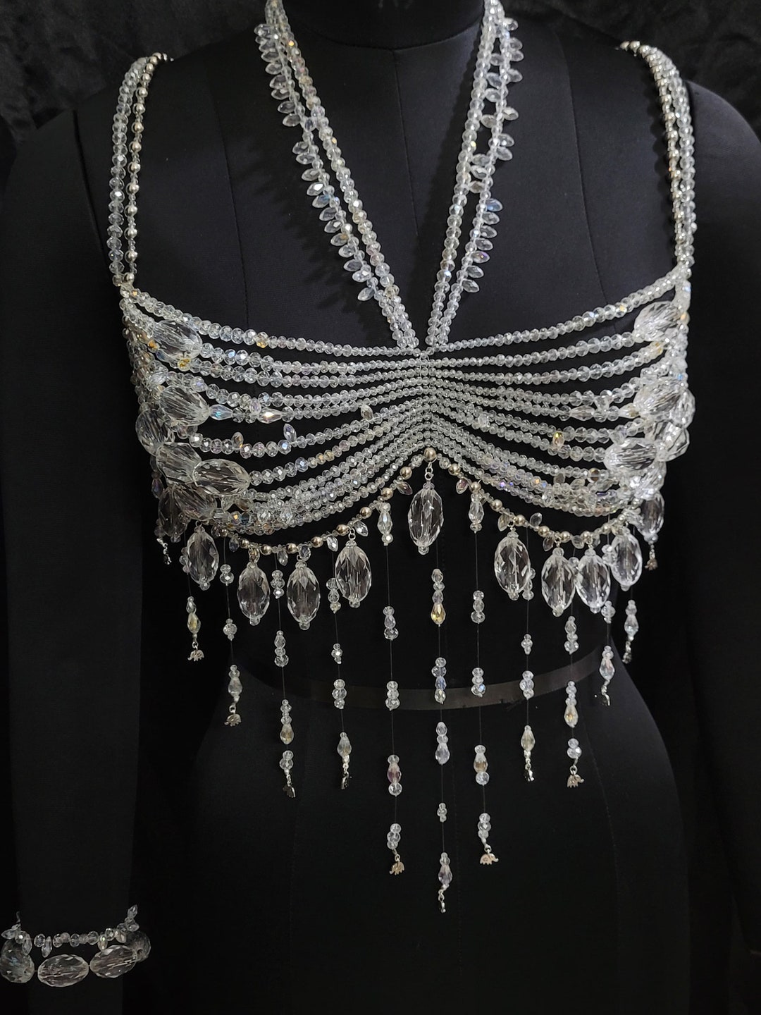 Handmade Crystal Body Chain, Bridal Body Jewelry, Body Chain Bra ...